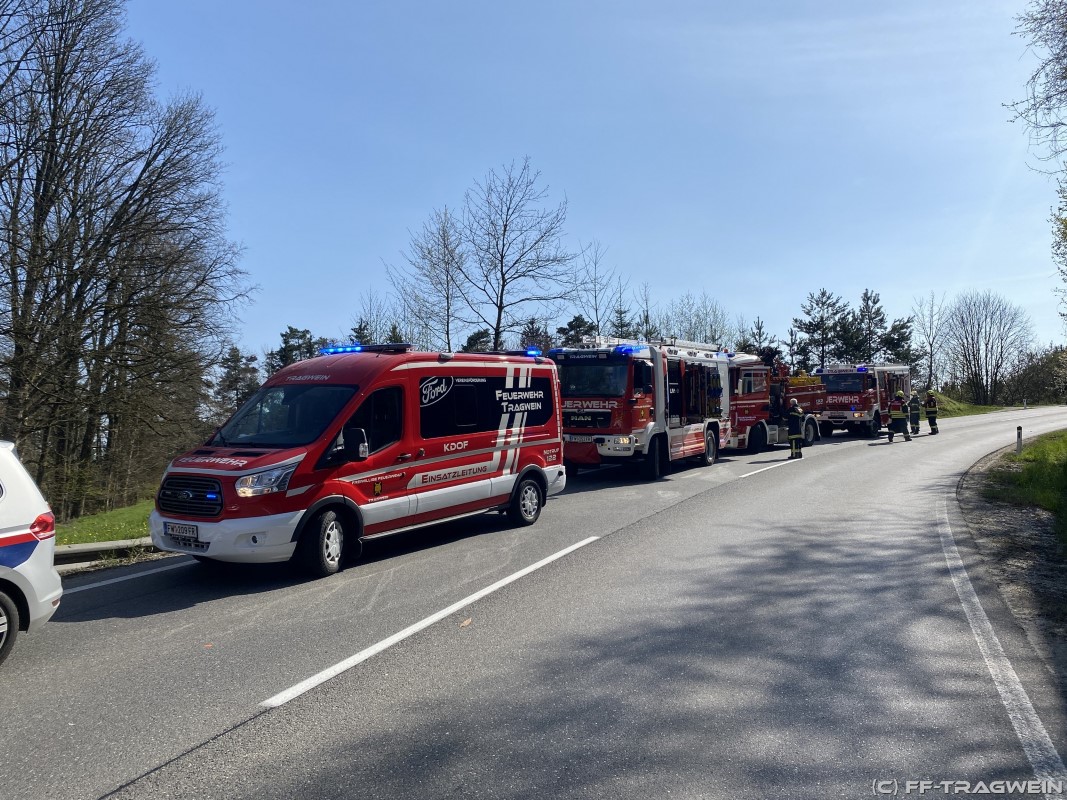 Schwerer Motorradunfall auf der B124 in Tragwein - Bezirk Freistadt